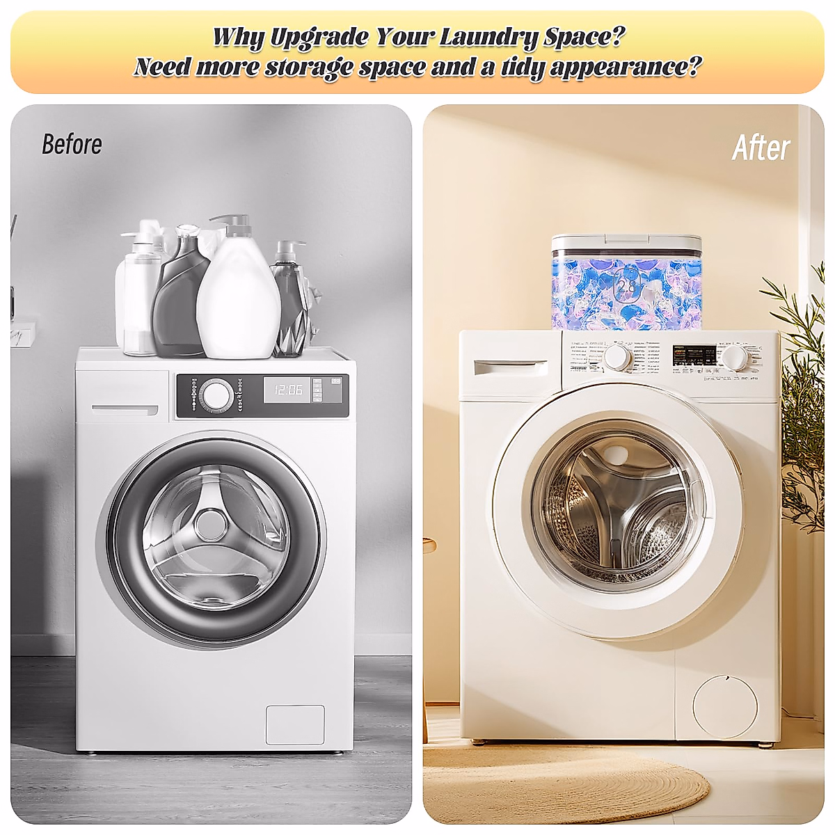 Laundry Pod Holder with Lid, Laundry Pod Container, Sealed Automatic Pop-Up, laundry Pod Dispenser Holds 115 Laundry Pods for Laundry Room Organization Laundry & dishwasher pods container-94oz