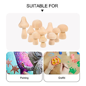 10pcs Woody White Embryo Mushroom Unfinished Mushroom Wood Mushrooms Mushroom Decor Wooden Painting Mushrooms Plain Mushroom Toy Miniature Painting Mushroom Things to Paint on