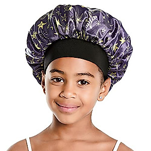 Red by Kiss Kids Satin Bonnet Sleep Cap Reversible Hair Bonnet for Boys and Girls Sleeping Night Silk Sleep Cap (Star) Multi Color