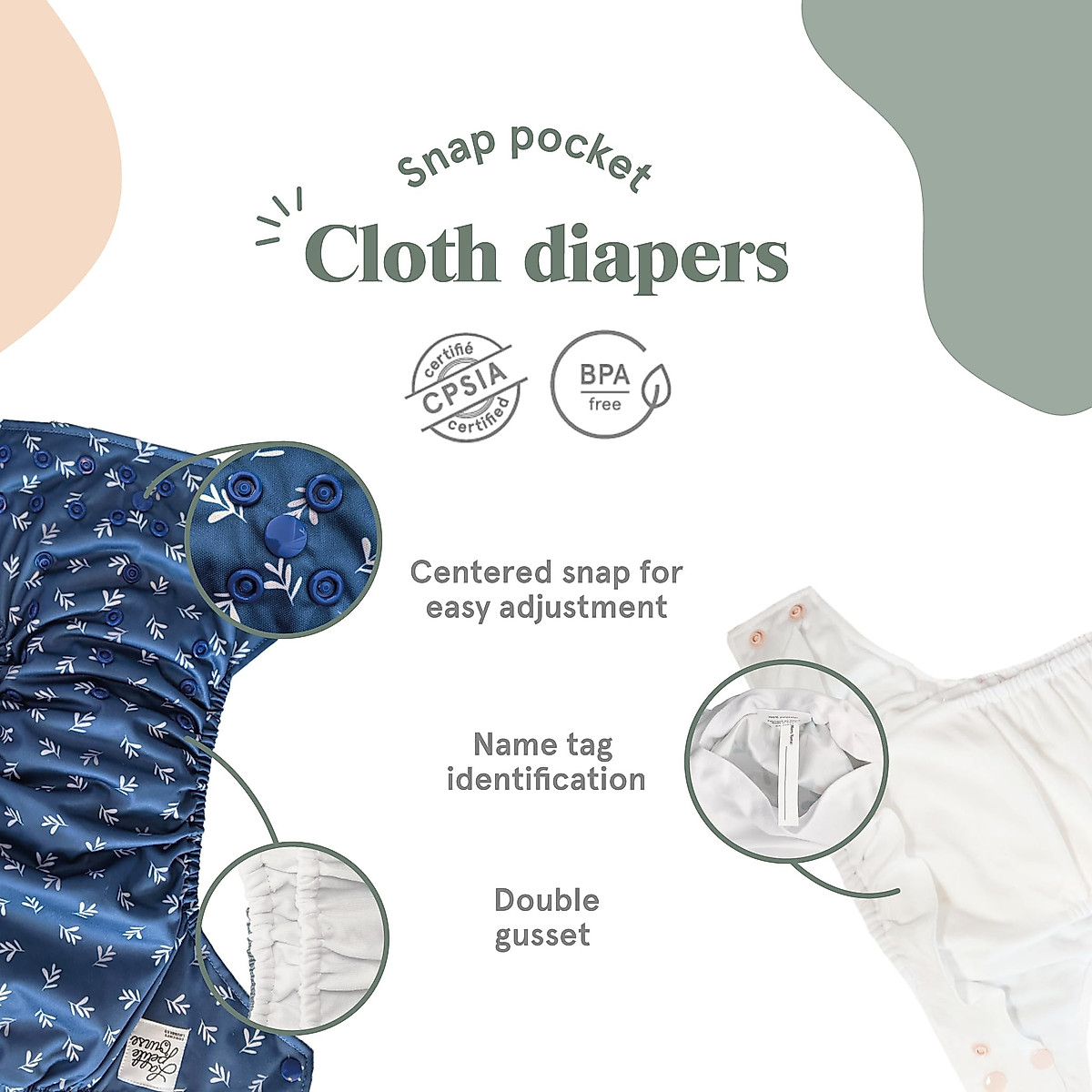 LA PETITE OURSE 2 One-Size Reusable Pocket Diapers with 4 Diaper Inserts, 1 Wet Bag and 1 Diaper Liner Roll (100 Sheets) per - The Perfect Trial Kit - Laziness