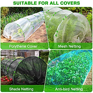 Garden Hoops for Raised Beds Wide, 36pcs 8ft Garden Tunnel Hoops for Row Cover Netting, Greenhouse Support Hoops Grow Tunnel Garden Bed Stakes, Flexible Fiberglass DIY Plant Hoops Outdoor, 24pcs Clips