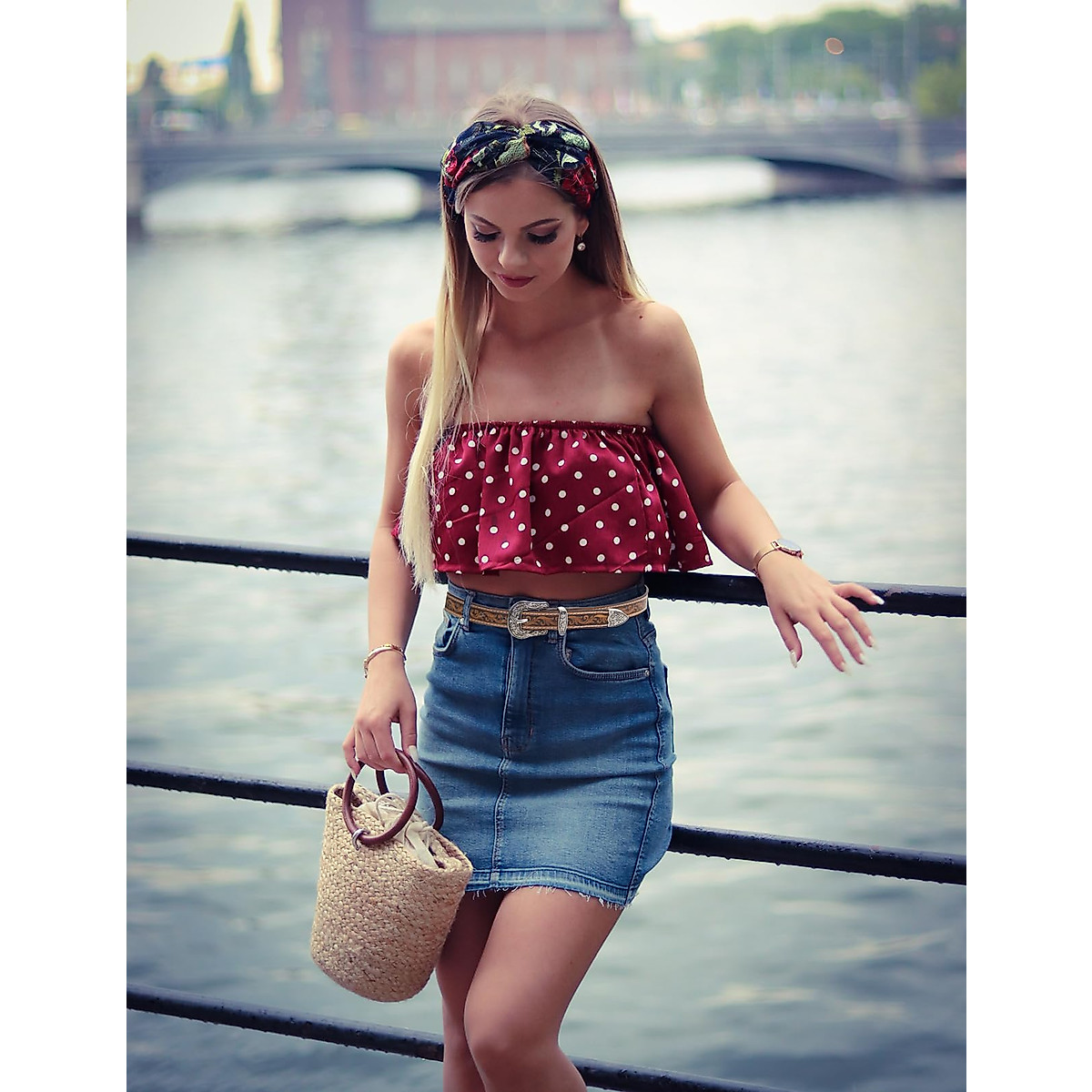 TOPACC Girls Western Belts for Women Brown Cowgirl Belt Cowboy Floral Embossed Thin Skinny Belt for Jeans Dresses Country Concert Outfit