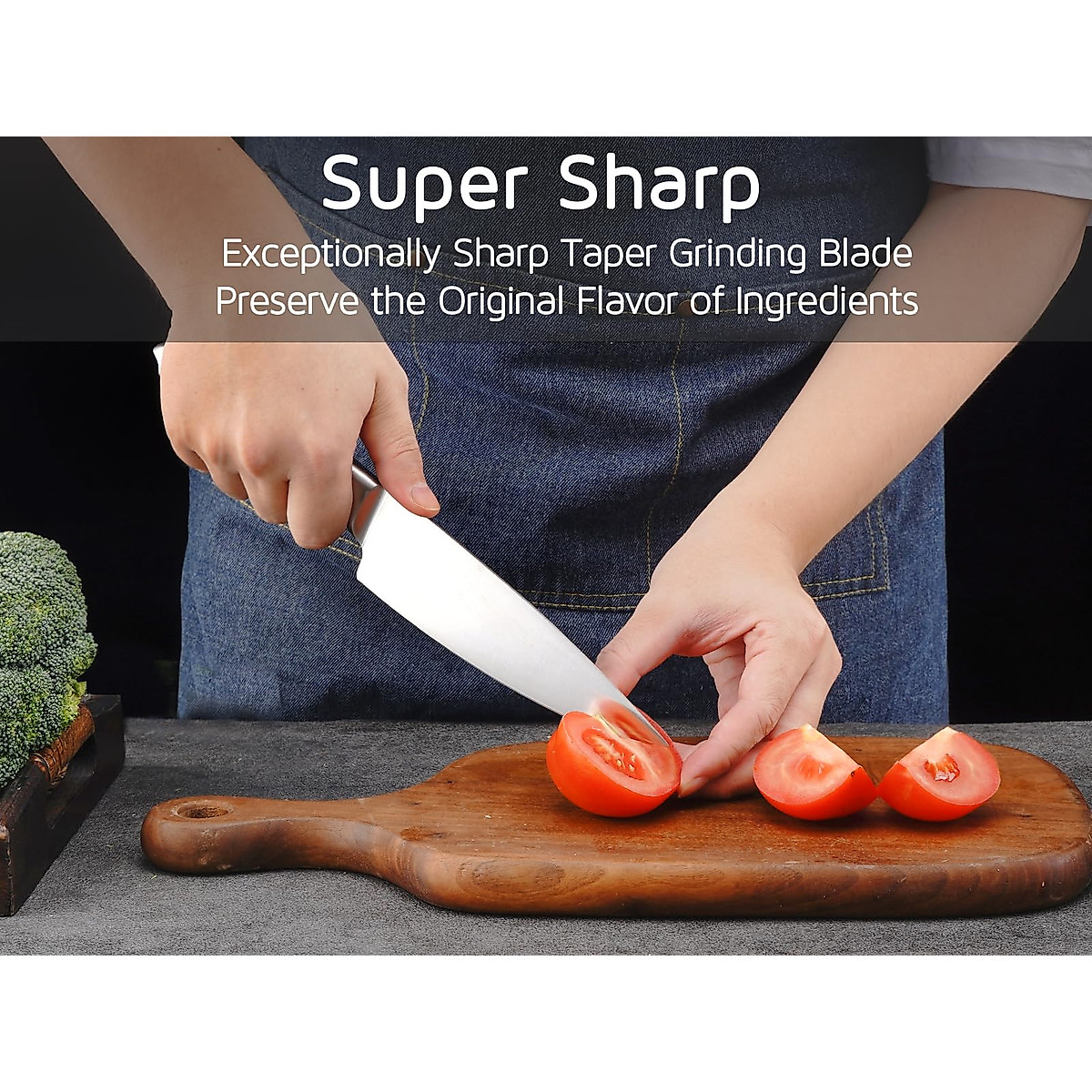 WELLSTAR Chef Knife, 6 Inch Kitchen Chef’s Knife Sharp High Carbon Stainless Steel Cooking Knife for Meat Sushi Vegetable Fruit Cutting Slicing Dicing, Useful Kitchen Gadget