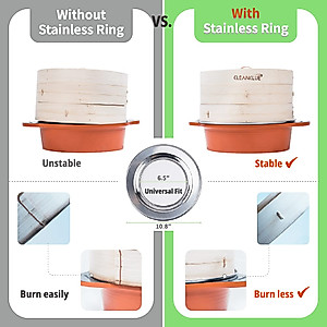 Cleanclue Bamboo Steamer Basket 10 inch and Sushi Roller Gift Set for Cooking - Asian Food(Korean, Japanese, Chinese - Bao Bun, Dim Sum, Sticky Rice) with Steam Ring - 2 Tier Dumpling Steamer Basket