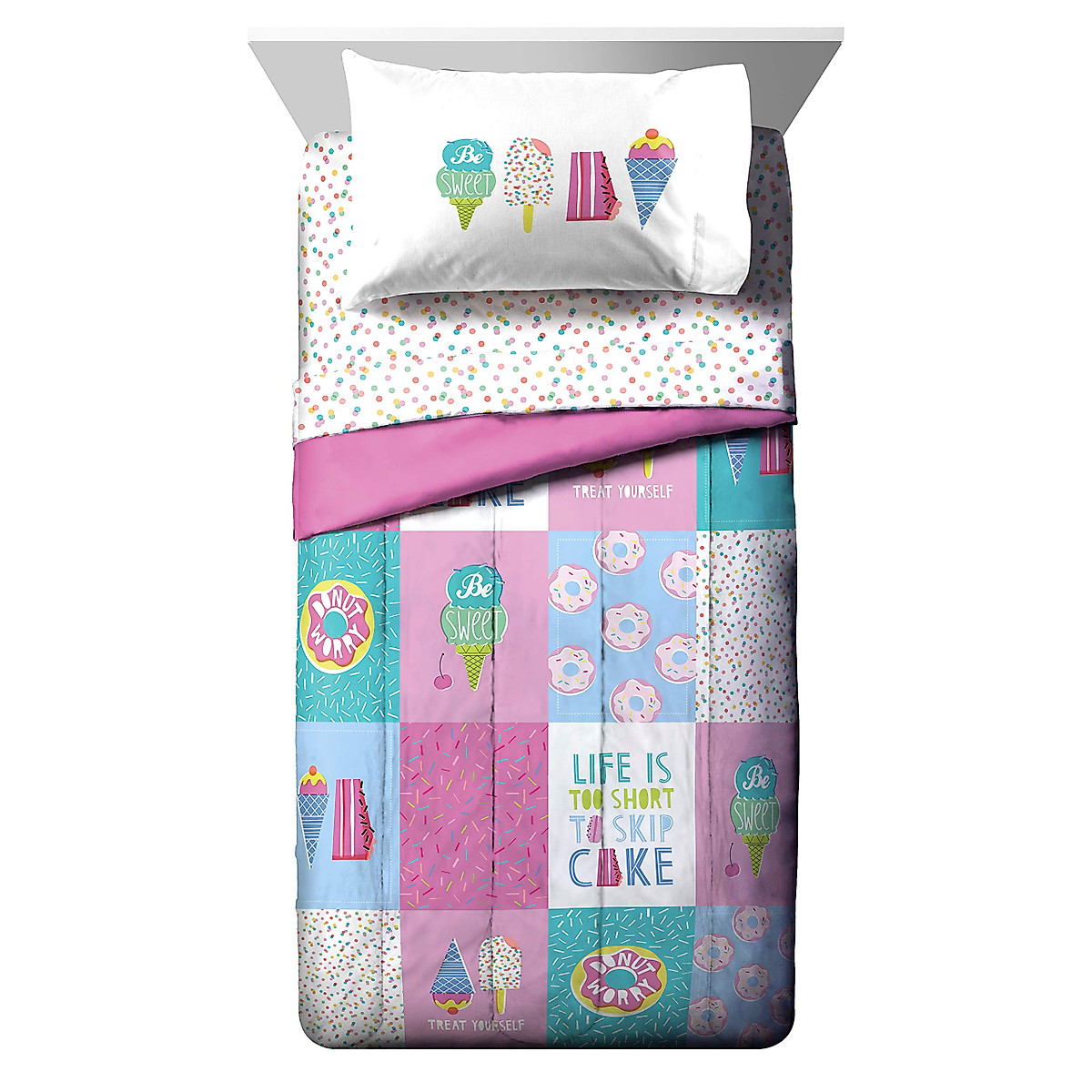 Jay Franco Trend Collector Be Sweet 7 Piece Full Bed Set - Includes Comforter & Sheet Set - Super Soft Fade Resistant Microfiber Bedding