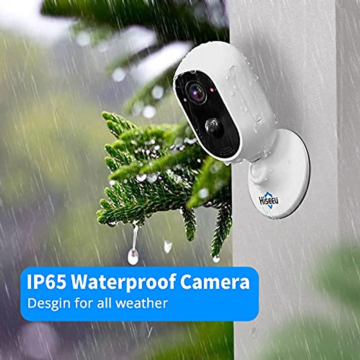 Hiseeu Security Camera Wireless, 2K Home Camera Outdoor & Indoor, Battery Powered Surveillance Camera, PIR Motion Detection, Two-Way Audio, Night Vision