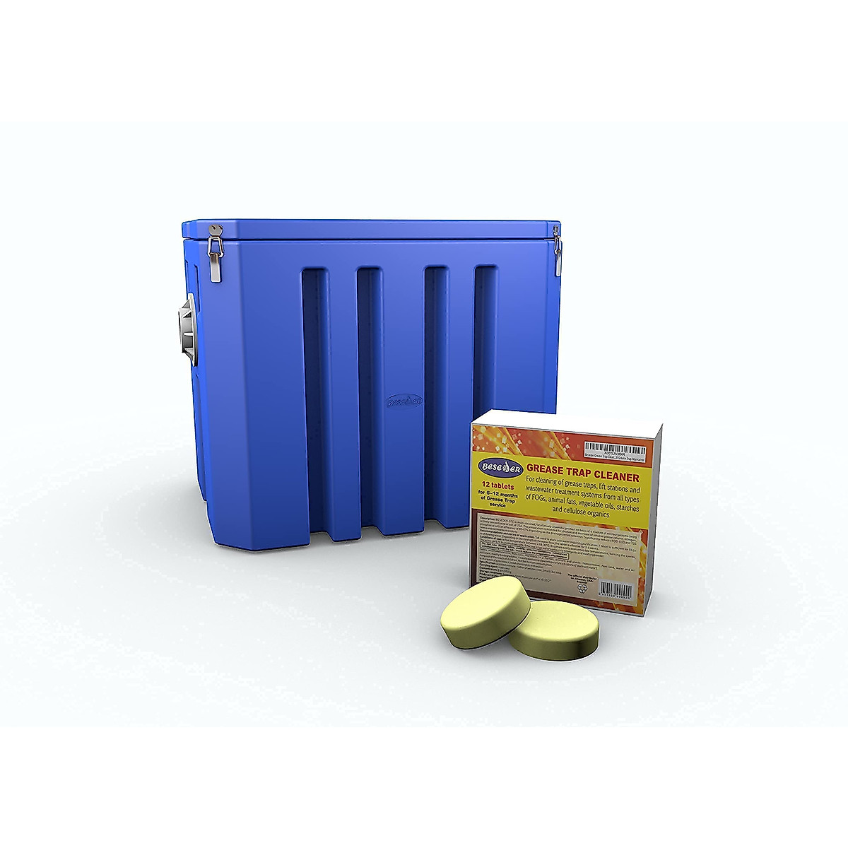 Grease Trap + Grease Trap Cleaner - Grease Interceptor 10 GPM - Grease Traps For Restaurants + Grease Trap Tablets 12 pcs - 20 Lb Grease Trap Interceptor - Plastic Under Sink Grease Trap