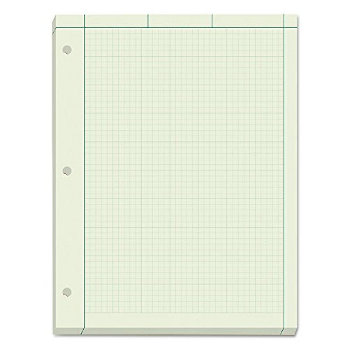 TOPS Engineering Computation Pad, 8-1/2" x 11", Glue Top, 5 x 5 Graph Rule on Back, Green Tint Paper, 3-Hole Punched, 200 Sheets (35502)
