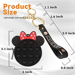 Besoar Black Bow Coin Purse for Girls Kids Women Teen Child Fidget Fidgets Toy Toys Change Purses Coins Cute Beauty Kawaii Small Mini Zipper Silicone Pouch Keychain Cartoon Design Cool Pouches
