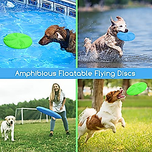 Nobleza 2 Pack Dog Flying Disc, Flexible Floatable Dog Disc Toy for Long-Distance Flies and Floats, Lightweight Soft Flying Discs Toy for Small Medium Large Dogs to Fetch & Catch, Blue & Green