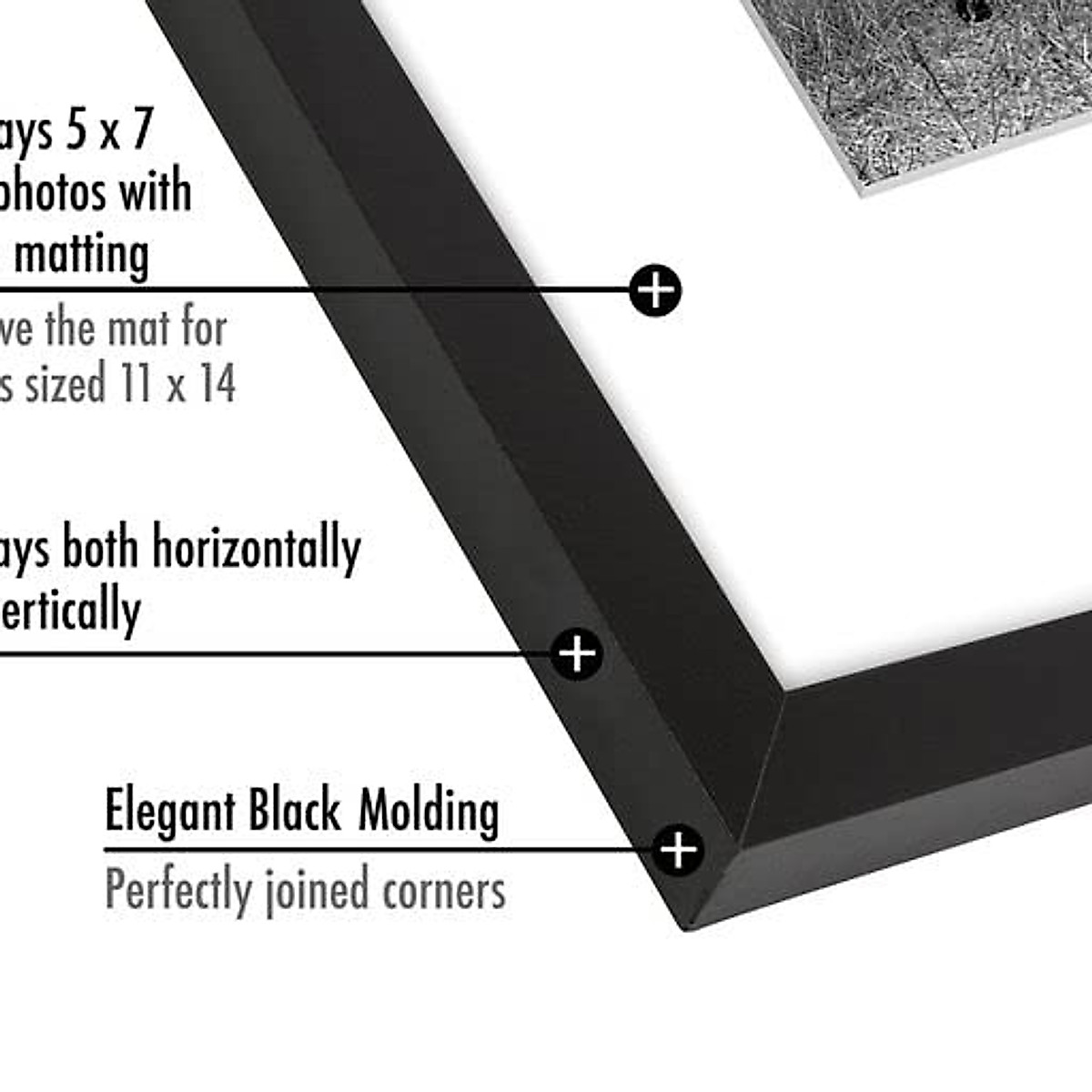 Americanflat 11x14 Picture Frame in Black - Use as 5x7 Frame with Mat or 11x14 Frame Without Mat - Engineered Wood with Shatter Resistant Glass, and Includes Hanging Hardware for Wall
