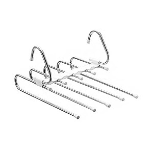 IULJH 5 in 1 Pant Hanger for Clothes Organizer Multifunction Shelves Closet Storage Organizer Stainless Steel Trouser Hangers