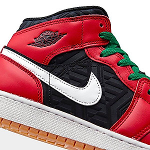 Nike Jordan Youth Jordan 1 Mid SE GS DQ8418 006 Christmas - Size 6Y, Black/Fire Red/White/Malachite