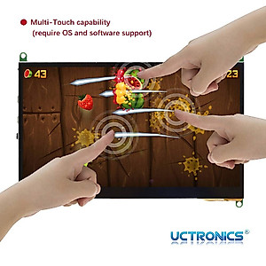 UCTRONICS for Raspberry Pi Screen 7 Inch IPS Touchscreen with Prop Stand, 1024×600 Capacitive HDMI LCD Monitor Portable Display for Raspberry Pi 4, 3B+, Windows 10 8 7, No Driver Needed