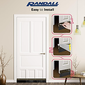 Randall Manufacturing Co., Inc | Door Sweeps – Aluminum & Brush | Brush Sweeps for Gaps Up to 1 ½” | Brown Trim with Black Brush | 4 Feet | Fill Gaps & Keep Unwanted Debris Out