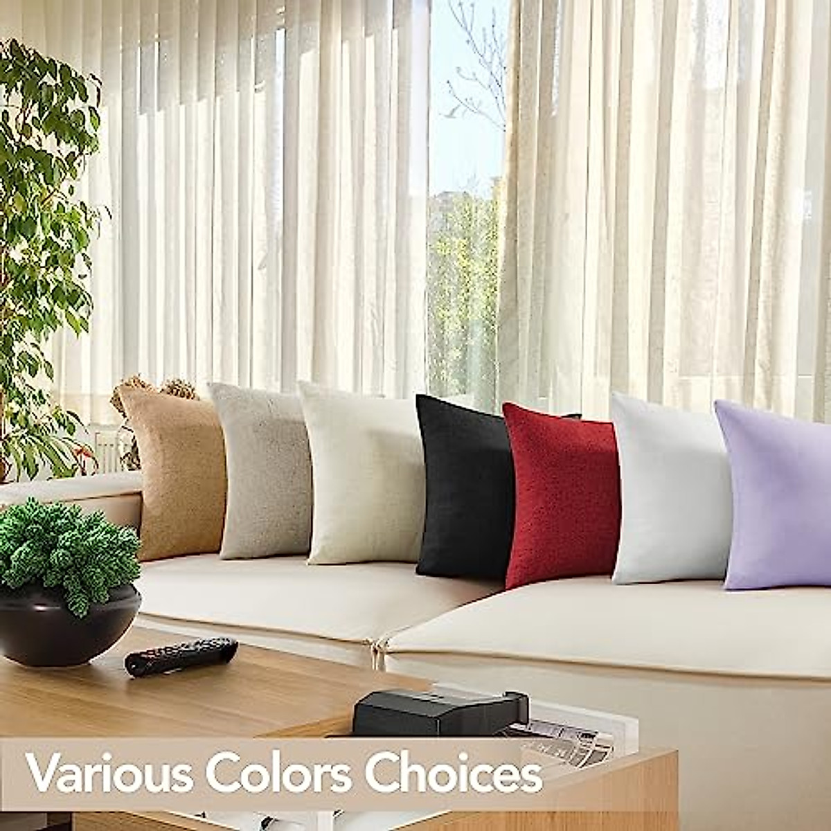 Deconovo Black Pillow Covers 18x18 Inch Set of 4, Faux Linen Throw Pillow Case, Couch Cushion Cover for Home Decor(18 x 18 Inch, Black, Set of 4, No Pillow Insert)