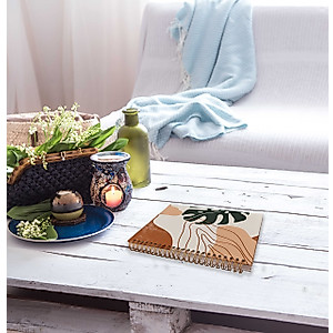 NEGIGA Boho Abstract Random Shapes Botanical Leaf Lined Spiral Journal Notebook 8.3×5.5 Inches Hardcover College Ruled Notebook Journal for Work Note Taking Journaling,Boho Gifts for Women Girls