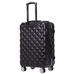 Kenneth Cole Reaction Diamond Tower Collection Lightweight Hardside Expandable 8-Wheel Spinner Travel Luggage, Black, 2-Piece Set (20" & 28")