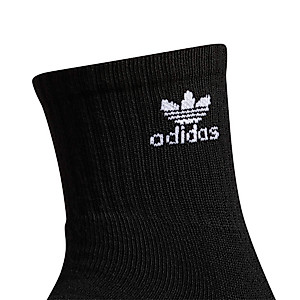 adidas Originals Trefoil Quarter Socks (6-Pair), Black, Medium
