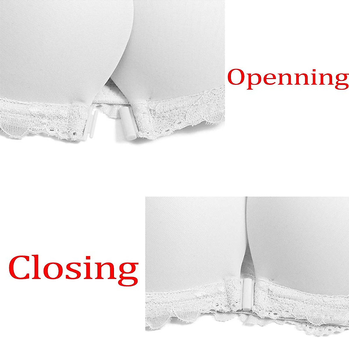 Plusexy Front Closure Push Up Racerback Underwire Support Thick Padded Plunge Bra for Women White 32B