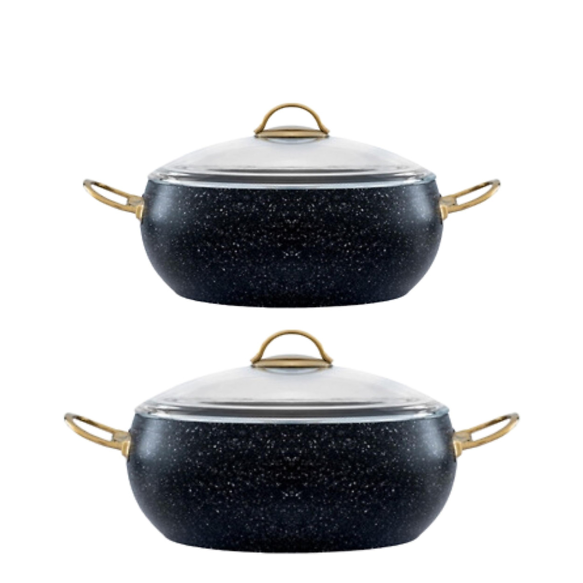 Acar Nostalgia Black Deep Pot, Nonstick Pasta Pot/Stockpot/Stock Pot with Glass Lid, Pots and Pans, Dishwasher Safe Black, Stainless Stylish Handles. Four Different Size Nonstick Pot (24 cm)