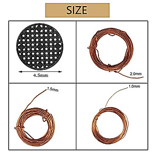 20 PCS Round Bonsai Pot Bottom Grid Mat Mesh, Airlxf Flower Pot Hole Mesh Pad for Bonsai Pot Mesh Drainage Screens Prevent Soil with 3 Roll Anodized Aluminum Wire Soft for DIY Jewelry Craft Making