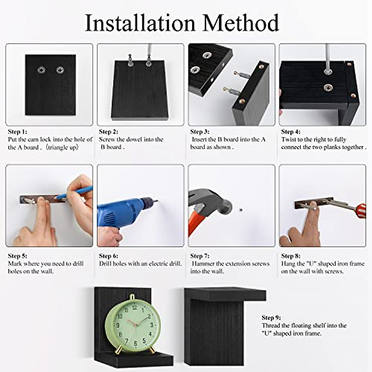 GDYUS Floating Shelves, Wood Small Floating Shelf Wall Mounted, Hanging Display Shelves Set of 3, Wall Shelf for Bedroom Living Room Bathroom Office Decoration