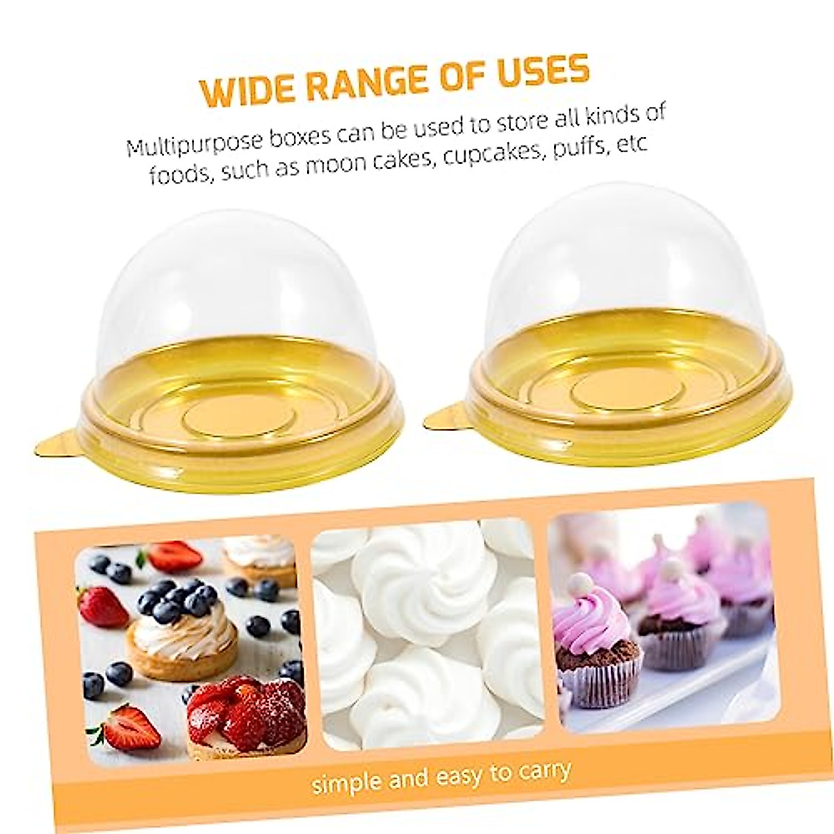 HEMOTON 100pcs Mini Cake Cupcake Holder Dessert Cups with Lids Mooncake Box Wedding Cake Stand Mini Paper Cups Clear Cake Stand Tray Moon Cake Mooncake Tray Puffs Gift Clamshell Mini