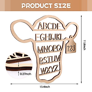 Nichake Western Nursery Wall Decor Neutral Cow Alphabet Wall Art,3D Cut ABC Letters Signs,Boho Wall Decor for Nursery, Bedroom, Playroom,and Kids Room