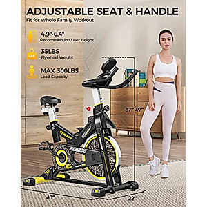 pooboo Indoor Cycling Bike, Belt Drive Indoor Exercise Bike Stationary LCD Monitor with Ipad Mount ＆Comfortable Seat Cushion for Home Cardio Workout Cycle Bike Training