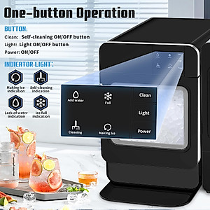 ICEVOKE Countertop Nugget Ice Maker, Portable Ice Machine 33 lbs/Day Chewable Ice with Self-Cleaning & Auto Water Refill, Suitable for Home Office Bar Party (Black)