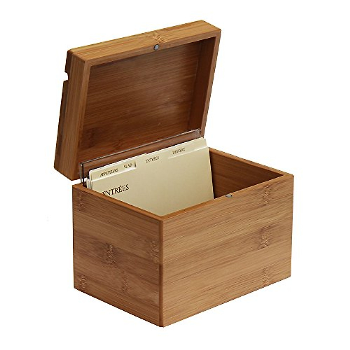 Oceanstar Bamboo Recipe Box with Divider, Natural, 6.80" W x 4.90" D x 5.10" H