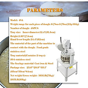 EQCOTWEA Manual Dough Divider Cutter Machine 48pcs Dough Dividing Cutting Machine Pastry Cutter Dough Lump Spacer Hand Press Pizza Dough Fillings Divider Stainless Steel Bakery Machine 22g-105g