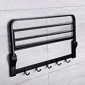 UXZDX Towel Rack Shelf with Hooks Movable Bar Stainless Steel Mount Bathroom Accessories (Color : D, Size : 580mm)