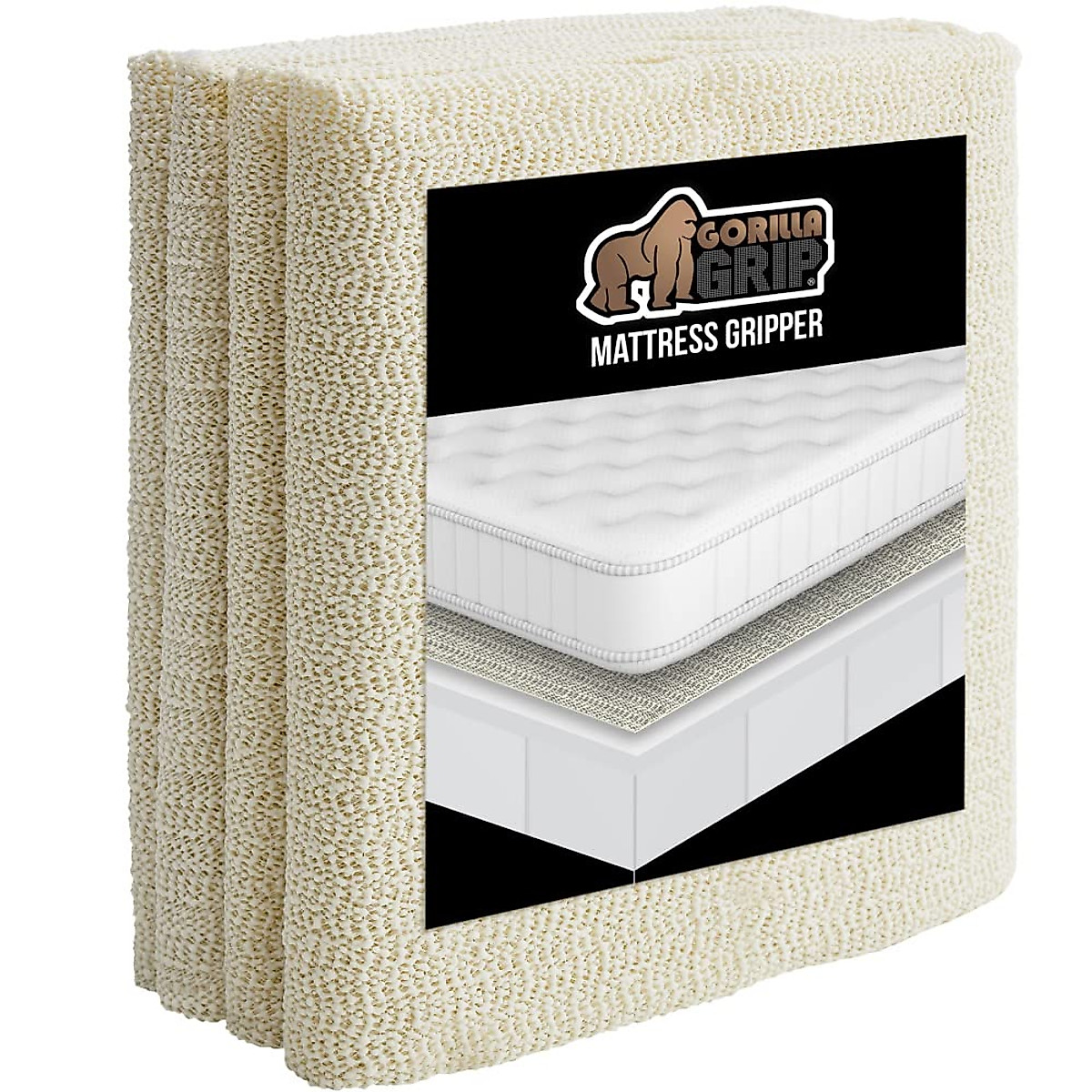 GORILLA GRIP Non Slip Mattress Gripper, Prevents Mattresses from Sliding and Holds Bed in Place, Pad Grips Beds, Sofa, Couch, Chair Cushions and Helps Keep Topper from Slipping, Easy Trim Pads
