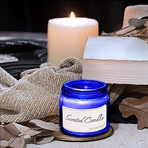 Bumobum 2 oz Glass Jars with Lids, 48 pack Blue Round Small Containers with Black Lids, Blank Labels & Inner Liners, Empty Cosmetic Containers for Sample, Powder, Cream, Lotion