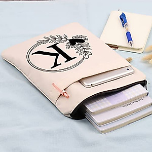 HOLLP Alphabet Book Cover A/C/J/K/M/Letter Initial Waterproof Zipper PouchInitial English Book Sleeve(K-Book Sleeve)