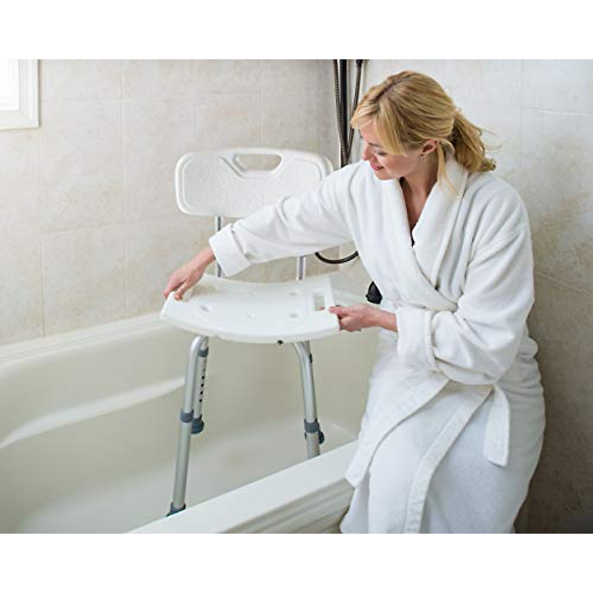 Dr. Kay's Adjustable Height Bath and Shower Chair Shower Bench with Backrest