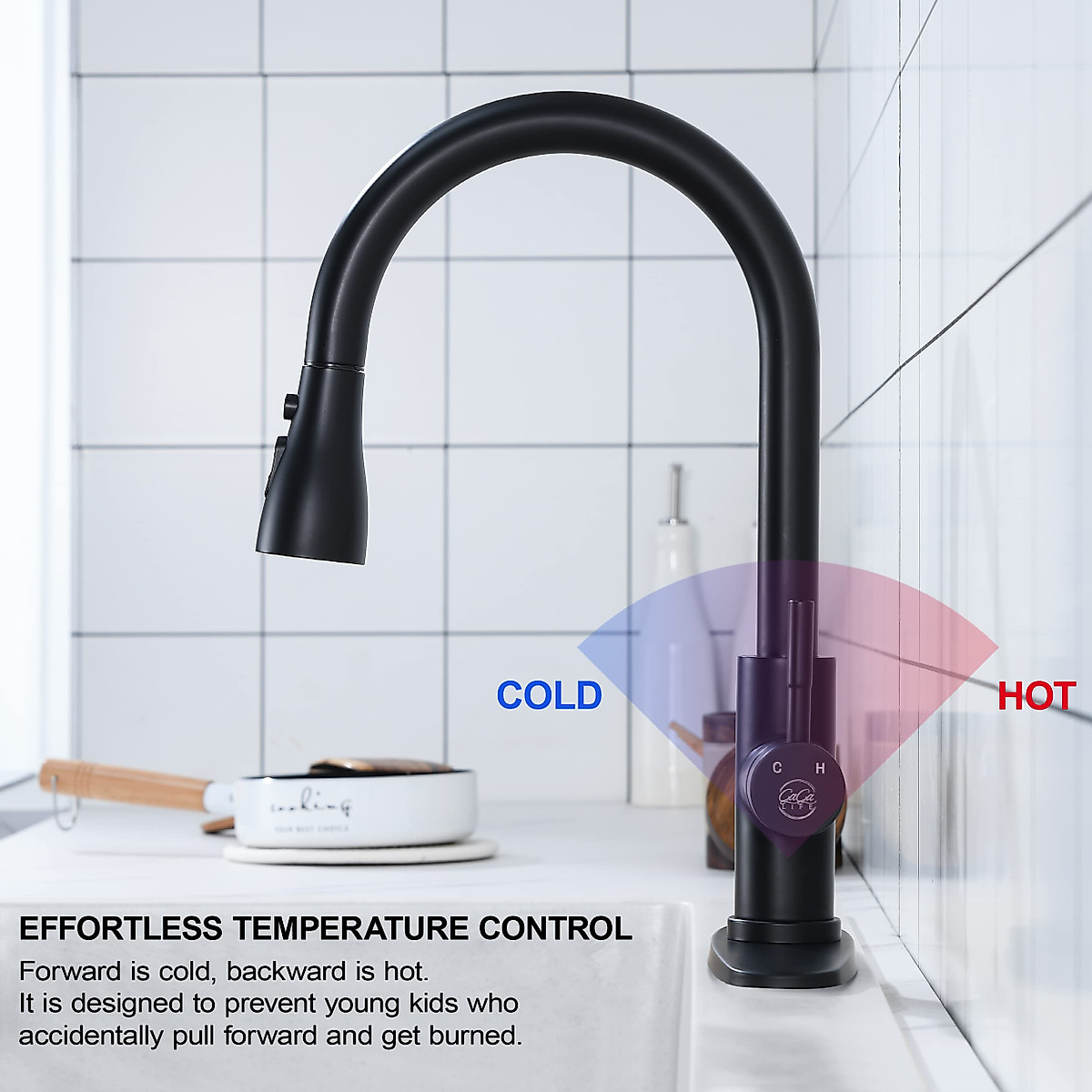 Matte Black Pull Down Kitchen Faucet with Soap Dispenser - High Arc 3-Function Pull Out Kitchen Faucet, Stainless Steel Kitchen Sink Faucet with Pull Down Sprayer Single Hole Single Handle