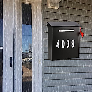 Black Wall Mount Mailbox - Large Capacity Security Wall Mailbox - Waterproof Iron Vertical Drop Mail Box Outdoor