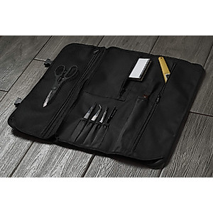 Asaya Chef Knife Roll Bag - 20 Total Pockets for Knives and Kitchen Utensils - Made with Stain Resistant Waxed Nylon - For Chefs and Culinary Students - Knives Not Included(Red)