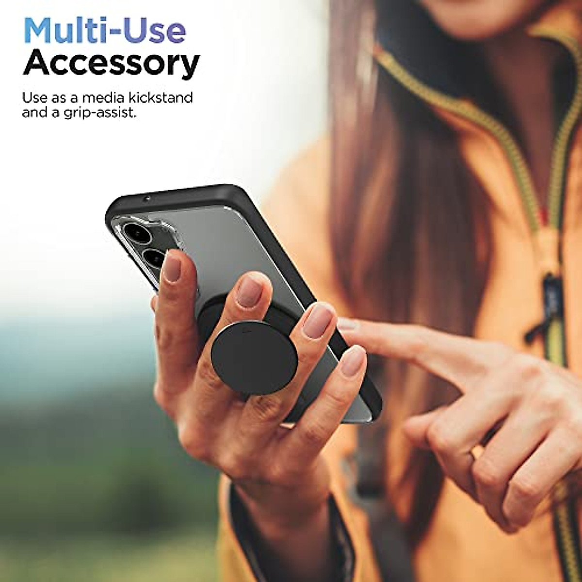 Encased Clear Case Designed for Samsung Galaxy S23 Ultra Magnetic Case with Removeable Phone Holder Grip/Kickstand - Compatible with MagSafe Charging & Accessories