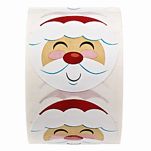 Jolly Santa Holiday Sticker / 1.5" Santa Claus Face Label/Roll of 500 Jolly St. Nick Christmas Stickers