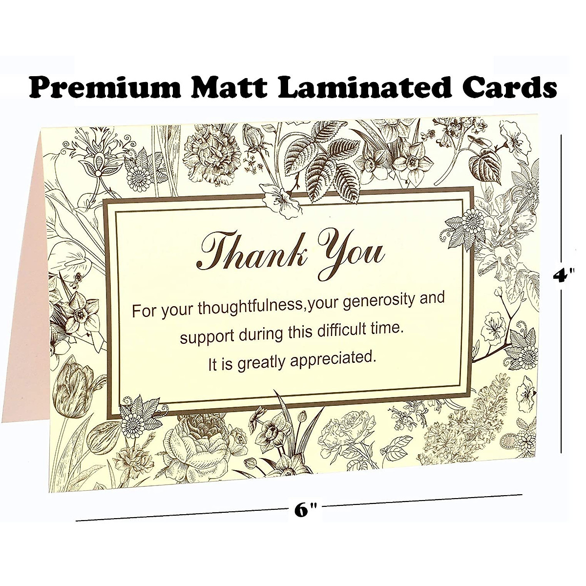 SUPREME IMPRESSION Funeral Thank you Cards with Envelopes - 24 Pack Sympathy Note Cardset - All Cards are Blank Inside For Photo or Personalized Message to Friends & Family