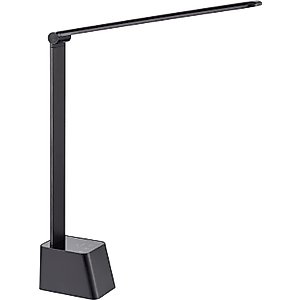 Ambertronix Rechargeable Cordless LED Desk Lamp, 5 Brightness & 5 Lighting Modes, USB Charging Port, Aluminum Arms, Portable, Dimmable, Touch Control, Auto Timer (Black)