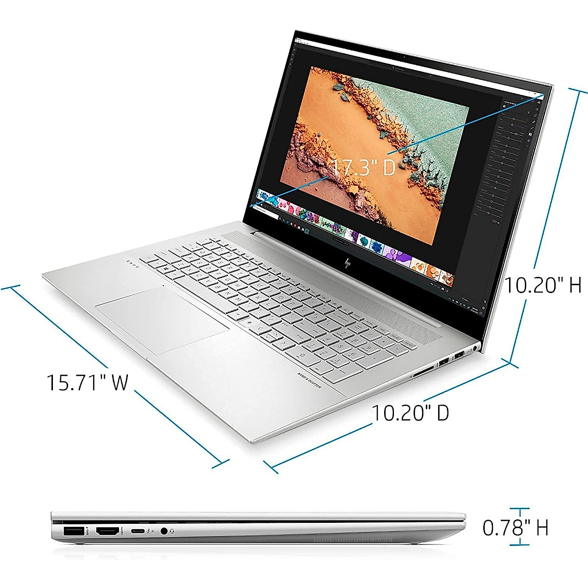 HP New Envy 17 Laptop, 17.3" FHD Touchscreen Display, Intel Core i7-1165G7, 32GB RAM 1TB PCIe NVMe M.2 SSD, Wi-Fi, Bluetooth, Webcam, Backlit Keyboard, Fingerprint Reader, Windows 11 Home