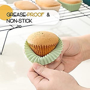 48 Pack Silicone Cupcake Liners, 3 Shapes of Standard Round & Square & Rectangle - Reusable Non-Stick Muffin Cups for Baking, Multicolor Bento Lunch Box Dividers - Non-Toxic, BPA Free, Dishwasher Safe