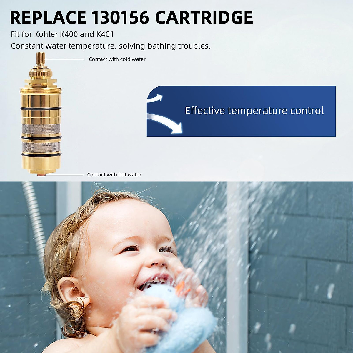 VORGENS 130156 Shower Cartridge Fit for Moen Thermostatic Shower Valve Cartridge Shower Faucet - 3/4" inch Shower Faucet for Better Temperature Control