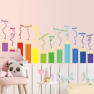 Multicolor Crayons Wall Decal Colorful Inspirational Wall Stickers DIY PeeI and Stick Pens Wall Decals Nursery Wall Sticker for Babys Kids Bedroom Living Room Classroom Office Kitchen Playroom Home