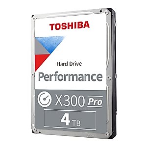 Toshiba X300 PRO 4TB High Workload Performance for Creative Professionals 3.5-Inch Internal Hard Drive – Up to 300 TB/Year Workload Rate CMR SATA 6 GB/s 7200 RPM 256 MB Cache - HDWR440XZSTB